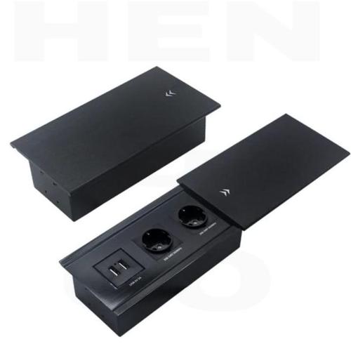 Jual EF stop kontak meja / lantai tanam model slide - 2 Colokan 1 USB ...