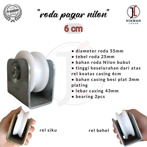 Jual roda pagar pintu besi nylon 6cm | roda nilon anti berisik - rell ...
