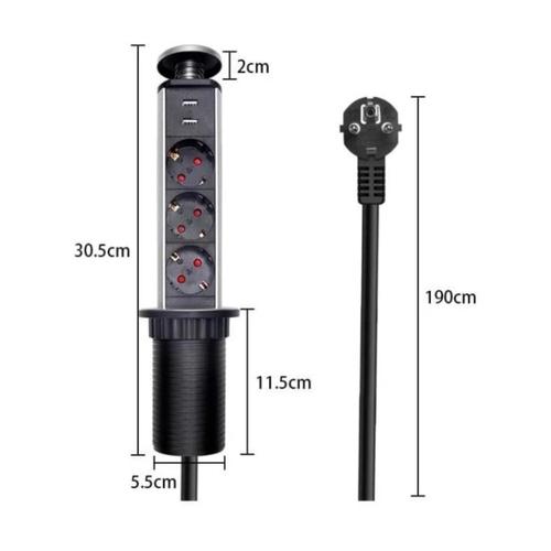 Jual STOP KONTAK MEJA/TANAM MEETING 3 COLOKAN LISTRIK+2 USB POP UP ...