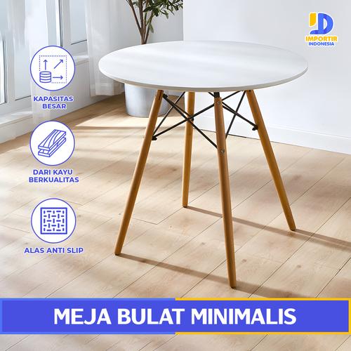 Jual IMPORTIR Meja Bulat Kayu Minimalis Cafe Table Modern - Putih ...