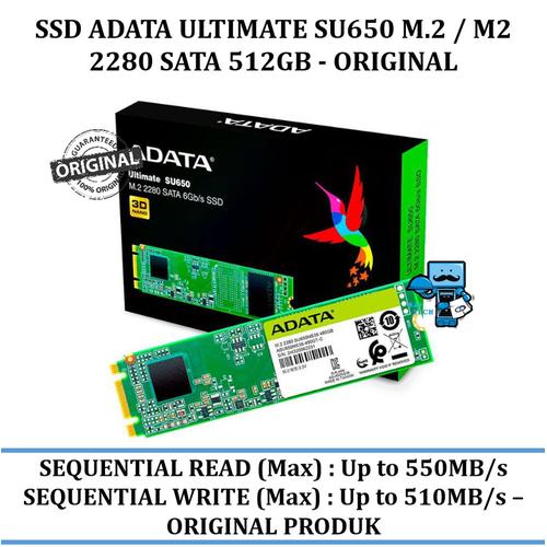 Promo SSD Adata Ultimate SU650 M.2 / M2 2280 SATA 512GB - Original ...