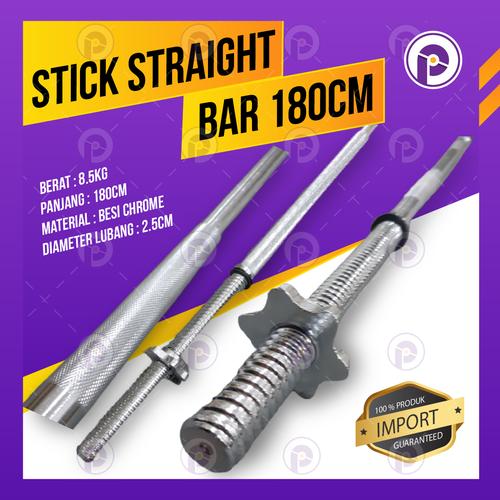 Jual Stick Straight Bar 180CM CHROME BAR STIK BARBEL LENGKUNG DUMBELL ...
