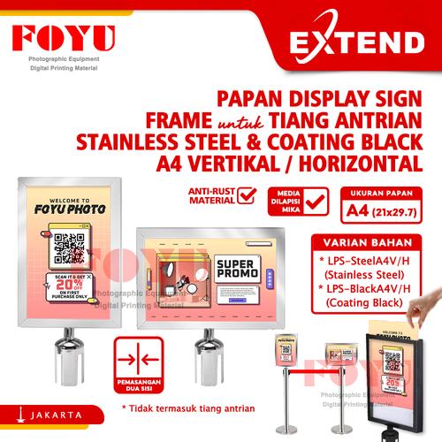 Jual Papan Display Sign Frame Board Banner Tiang Antrian Steel Black A4 ...