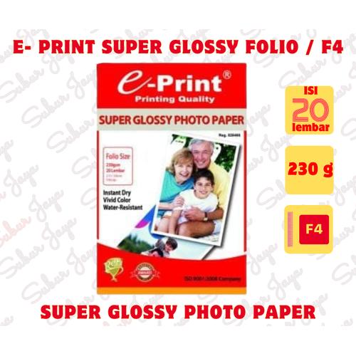 Jual e-Print Kertas Foto Folio Super Glossy Photo Paper F4 20lembar ...