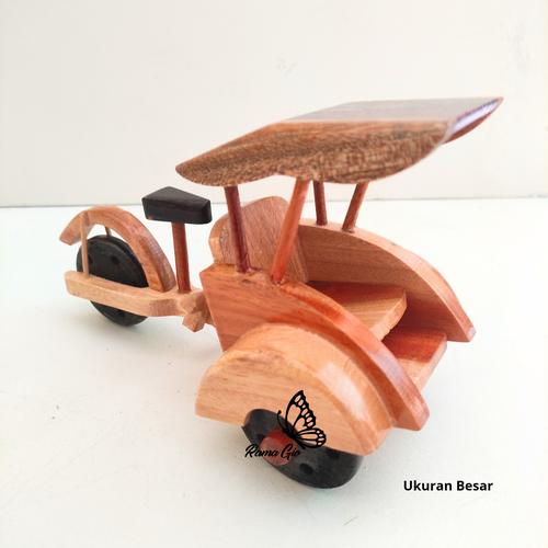 Jual BECAK KAYU MAINAN TRADISIONAL MINIATUR BECAK KAYU UKURAN BESAR ...