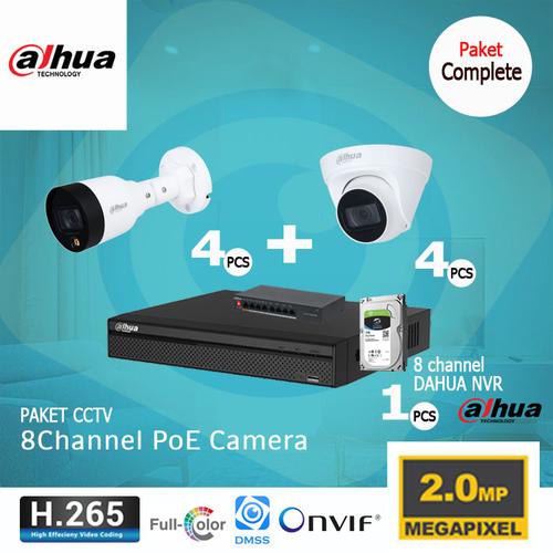 Jual Paket Bundling CCTV 8Channel IPC Dahua 2MP Indoor Outdoor ...