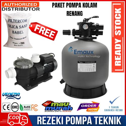 Jual Pompa air Kolam renang 1 HP + Sand Filter EmauxV350 paket kolam ...