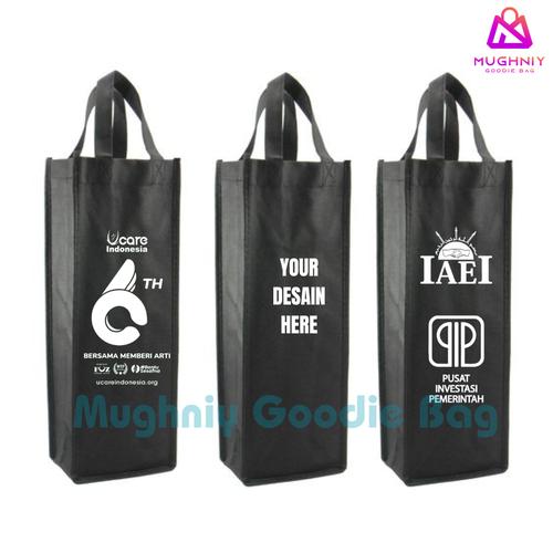 Promo Tas Botol Tumbler Spunbond Tebal 100 gsm / Tote Bag Wine Custom ...