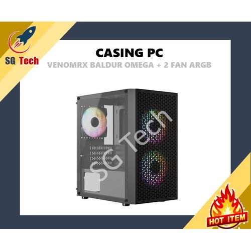 Jual CASING VenomRX Baldur Omega Black M-ATX 2x120mm ARGB Fan BLACK ...