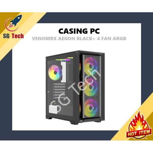 Jual CASING VENOMRX AEGON INCLUDE 4 FAN ARGB - ATX GAMING CASE BLACK ...