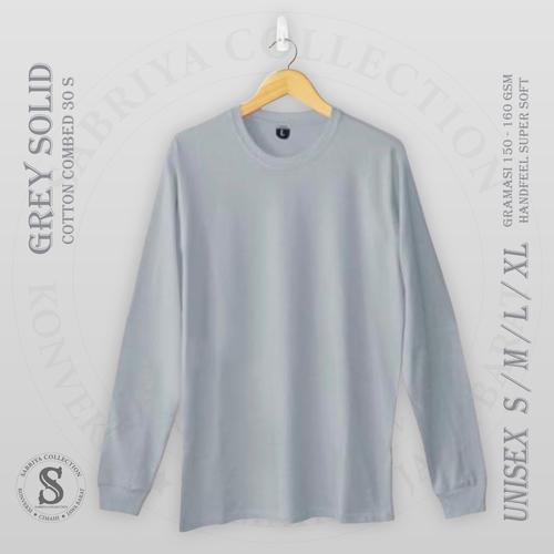 Jual Kaos Polos Abu muda Lengan Panjang Rib Pria/Wanita Caatton Combet ...