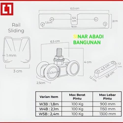 Jual RELL PINTU GESER SOLIGEN 2.10CM/REL BESI PINTU DORONG SELEDING ...