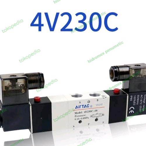 Jual SOLENOID VALVE AIRTAC 4V230C-08 AC220 DC24V - Jakarta Barat - HIDROMEX PNEUMATIC | Tokopedia