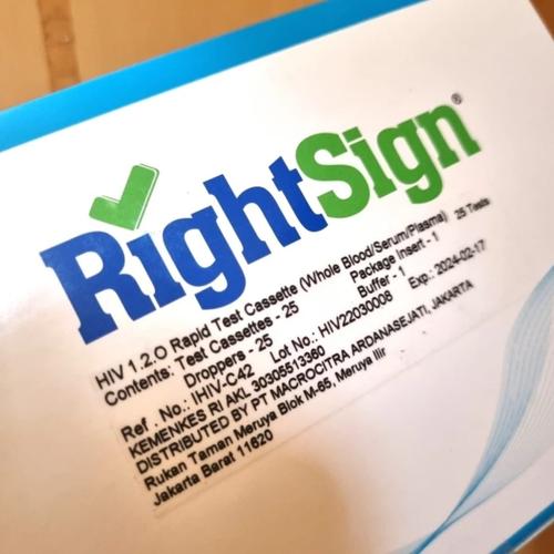 Jual Right Sign HIV Rapid Test (Whole Blood Serum / Plasma) isi 25T ...