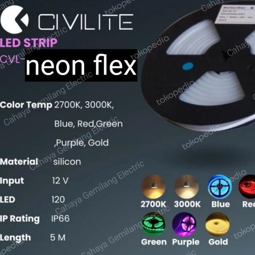 Jual neon flex civilite dc 12volt 24volt 5meter 25meter neonflex led ...