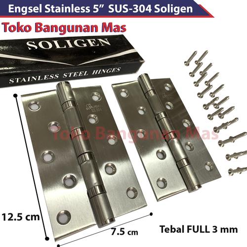 Jual Engsel STAINLESS SUS-304 Soligen 5" / Engsel 5" Stainless SUS-304 ...