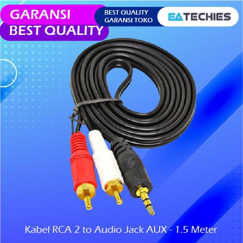 Jual Kabel JACK Audio AUX to RCA2 GOLD PLATED 1.5M 3.5mm - 2 RCA 1.5 ...