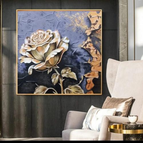 Jual lukisan tangan Bunga mawar lukisan dinding lukisan canvas besar ...