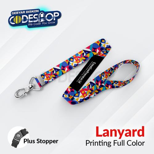 Jual Custom Tali Lanyard ID Card 90x1,5cm Tissue Printing Plus Stopper ...
