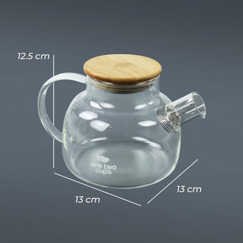 Jual Exclusive Glass Tea Pot Pitcher W/ Bamboo Lid | Teko Teh Kaca 1000Ml - 1 Liter, Dengan ...