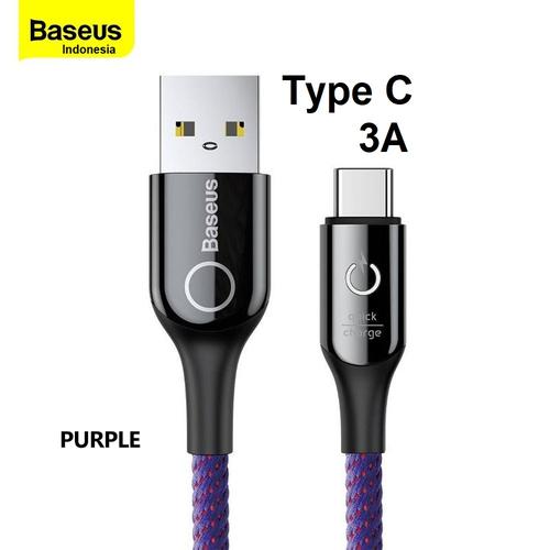 Jual Baseus Kabel Data C Shaped Light Intelligent Type C 3A Fast ...