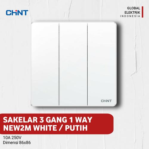 Jual Saklar 3 Gang 1 Way Arah White Putih Sakelar NEW2-M00500 CHINT ...