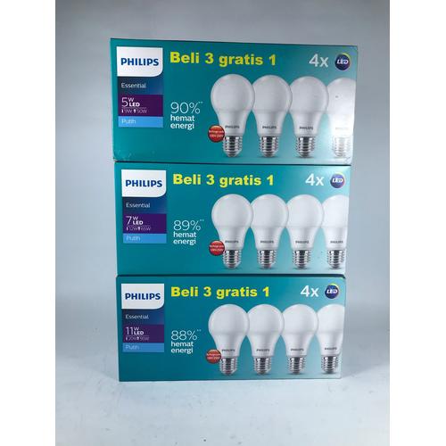 Jual Philips Lampu LED Essential Paket 5w 7w 9w 11w Multipack putih ...