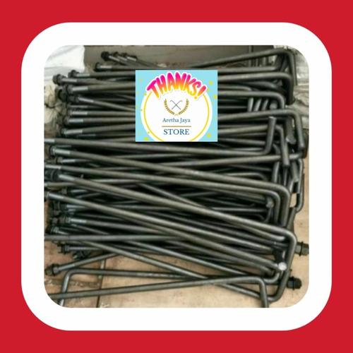 Promo angkur L Besi beton ST37 hitam / Anchor bolt 16x60cm ( 2mur ...
