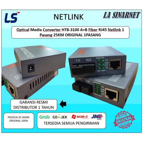 Jual Optical Media Converter HTB-3100 A+B Fiber RJ45 Netlink 1 Pasang 25KM - Jakarta Pusat - LA ...