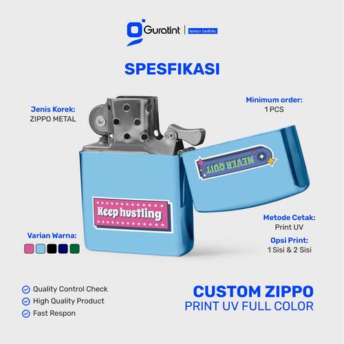 Jual Zippo Custom Print UV Cetak Full Warna Gradasi Bebas Desain - Biru ...