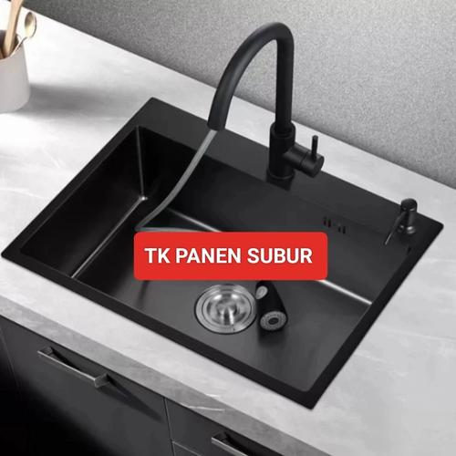 Jual Kitchen Sink 8050 Black 1 Lobang Besar stainless sus 304 hitam ...