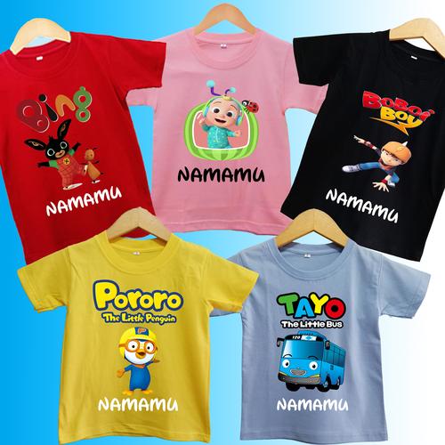 Jual Kaos Kartun Anak Bisa Cetak Nama Cartoon Cocomelon Superwing Upin ...