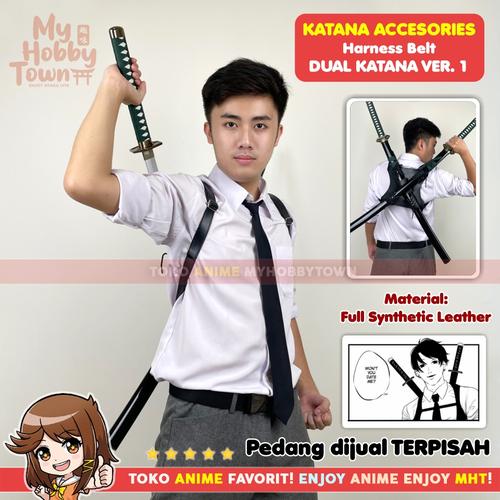 Jual Body Belt Harness Dual Double Katana Sword Holder Cosplay Anime ...