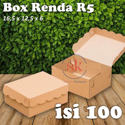Jual Box Kue Snack Box Kraft Renda Dus Roti R5 uk 16,5x12,5x6 (isi 100 ...