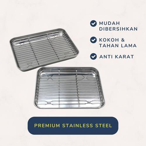 Jual TRAY RAK NAMPAN STAINLESS TIRIS MINYAK GORENGAN KARE - 23.5x17.5x2 ...