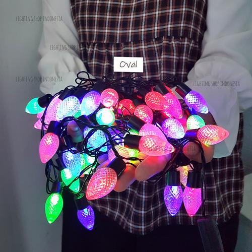 Jual Lampu natal 6meter led crystal bentuk love oval bintang string ...