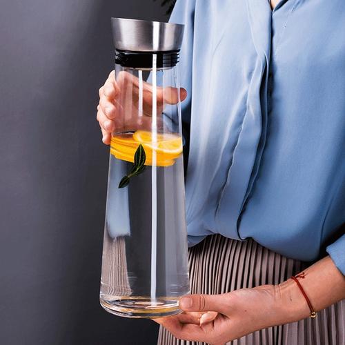 Jual Pitcher Kaca Tutup Stainless 1.5L/ Pitcher Teko Kaca Carafe Air ...