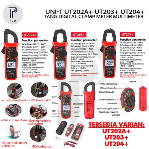 Jual Uni-T UT202A+ UT203+ UT204+ Digital Clamp Meter Multimeter Tang ...