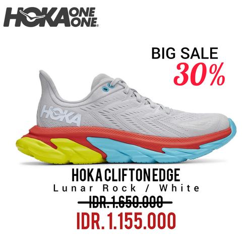 Jual HOKA CLIFTON EDGE LUNAR ROCK / WHITE MEN'S RUNNING SHOES 100% ...