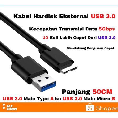 Jual Kabel Hardisk Eksternal USB 3.0 Male Type A to Micro B Kecepatan ...