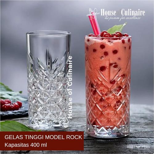 Jual Gelas Tinggi Model Rock 400 ml Kopi Gelas Mocktail Gelas Kafe ...