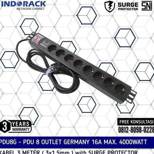 Jual INDORACK 19" Power Distribution Unit 8 Port Germany Socket : PDU8G ...