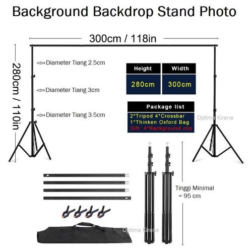 Jual Tripod Stand 2.8X3 M Back Ground Backdrop Tiang Kain Foto Green ...