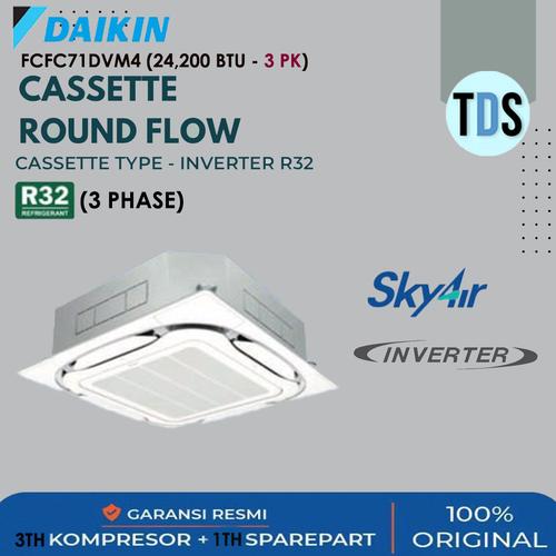 Promo DAIKIN AC Cassette Round Flow Inverter 3 PK - FCFC71DVM4 (WL)- 3 ...