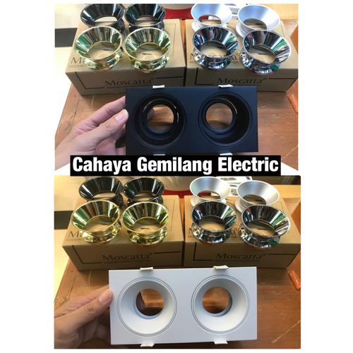 Jual Kap halogen lampu led isi2 isi 2 double mr16 moscatta housing corong - Putih, Gold ...
