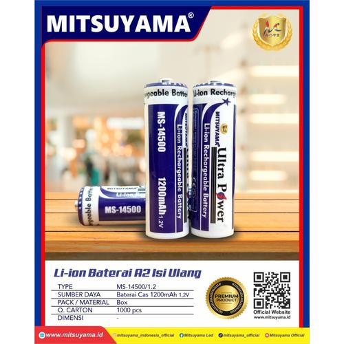 Jual Baterai Li-ion Mitsuyama A2 1,2V isi Ulang MS-14500/1200mAh - Jakarta Barat - iantronik ...