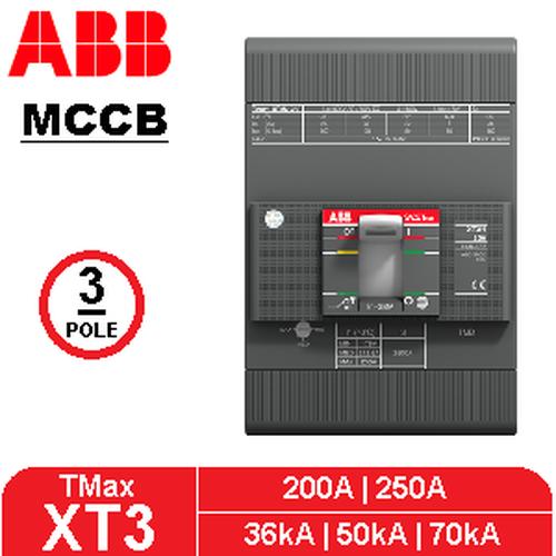 Jual MCCB ABB 3P Adjustable XT3 (200A 250A) - TMD-200, XT3N (36kA ...