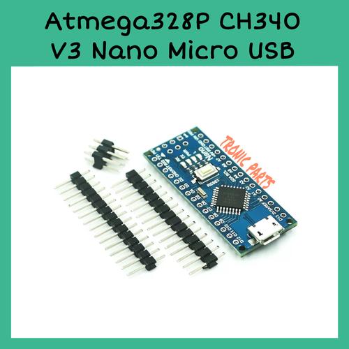 Jual Atmega328P CH340 Micro USB Nano V3 Compatible Board Solderless Pin ...