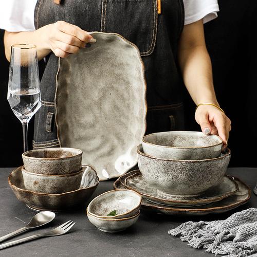 Jual Tint Grey Japanese Ceramic Tableware/Piring dan Mangkok saji ...