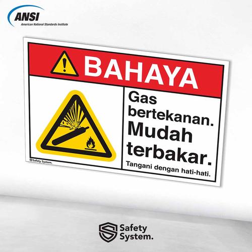 Jual Stiker Safety Sign K3 ANSI z535 Bahaya Gas Bertekanan Mudah ...